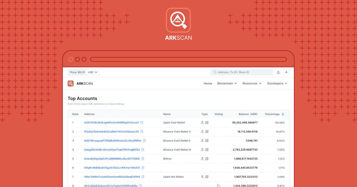 Top Accounts | ARK Blockchain Explorer